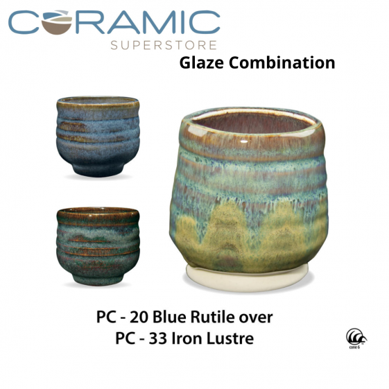 Blue Rutile PC-20 over Iron Lustre PC-33 Pottery Cone 5 Glaze ...