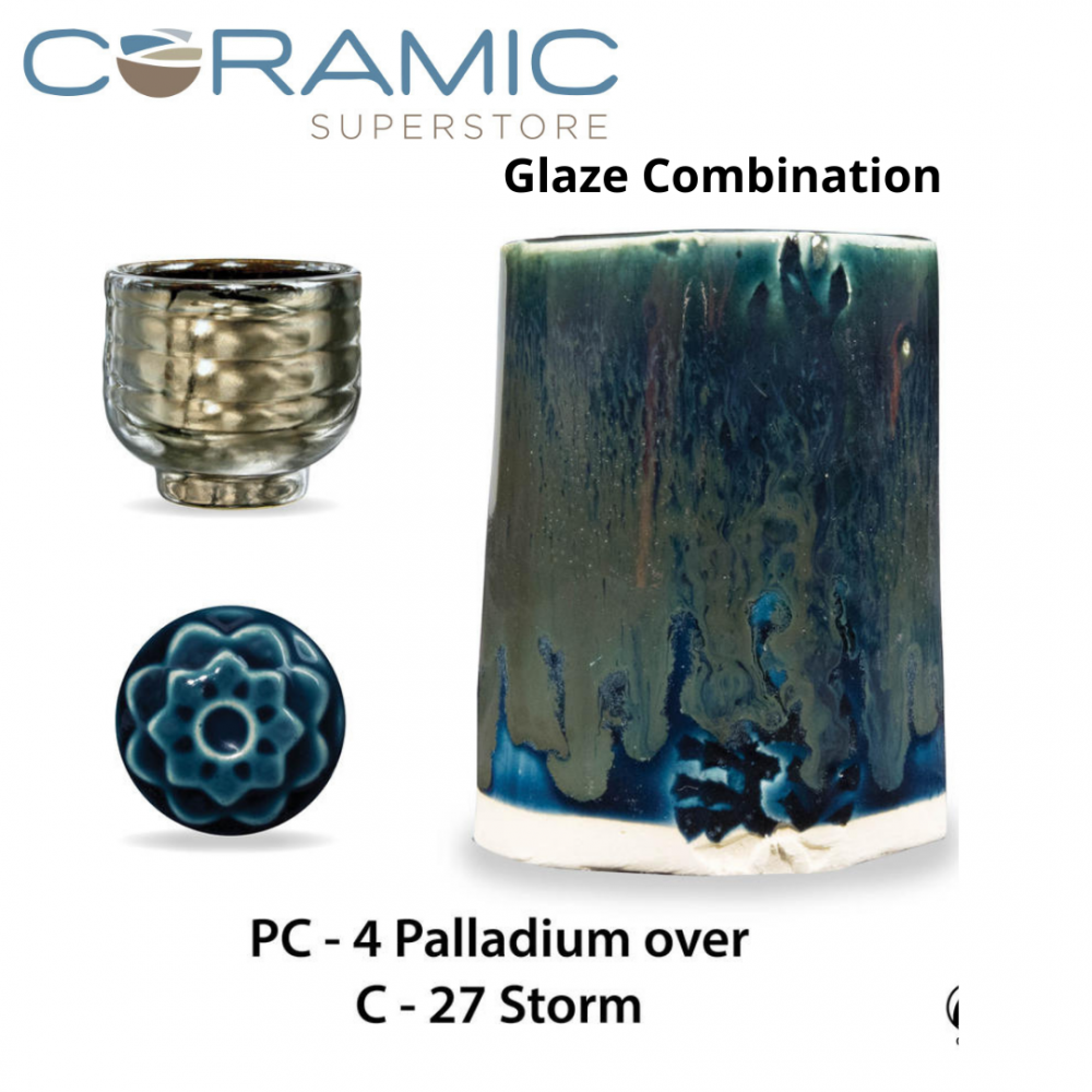 Palladium PC-04 over Storm C-27 Pottery Cone 5 Glaze Combination by Amaco