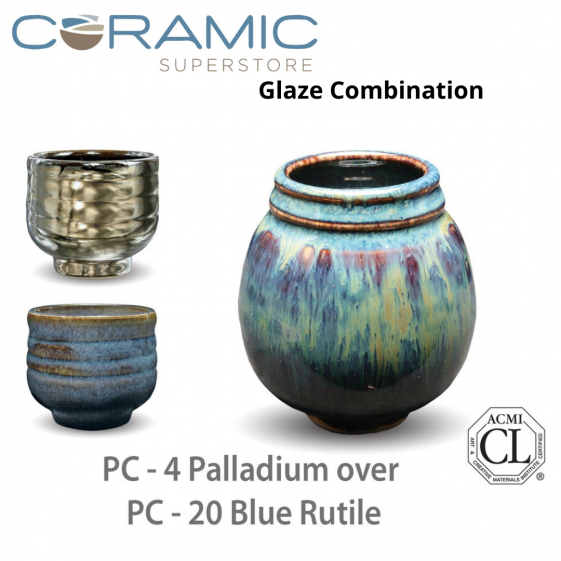 Palladium PC-04 over Blue Rutile PC-20 Pottery Cone 5 Glaze Combination ...