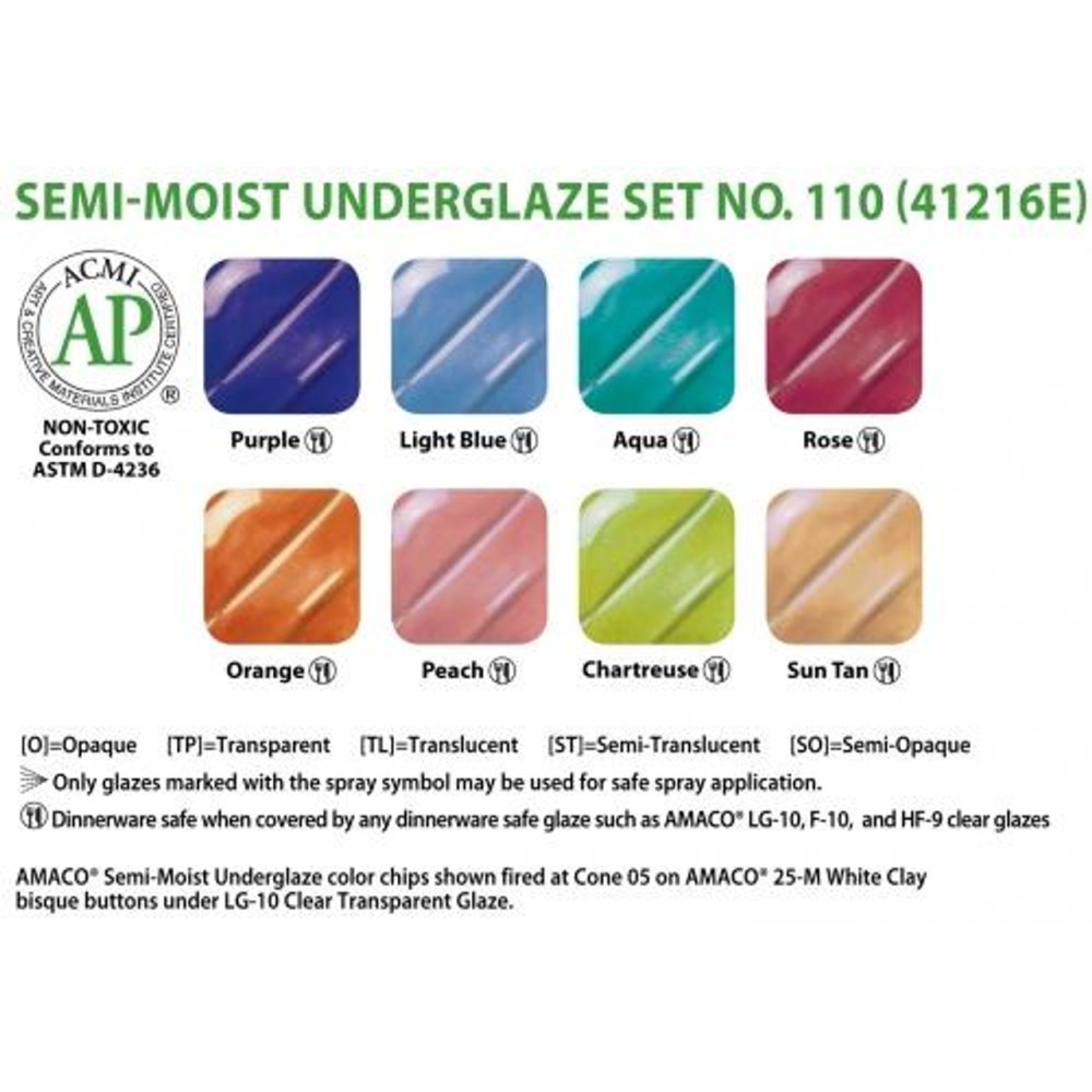 Amaco Semi-Moist Underglaze Set #110