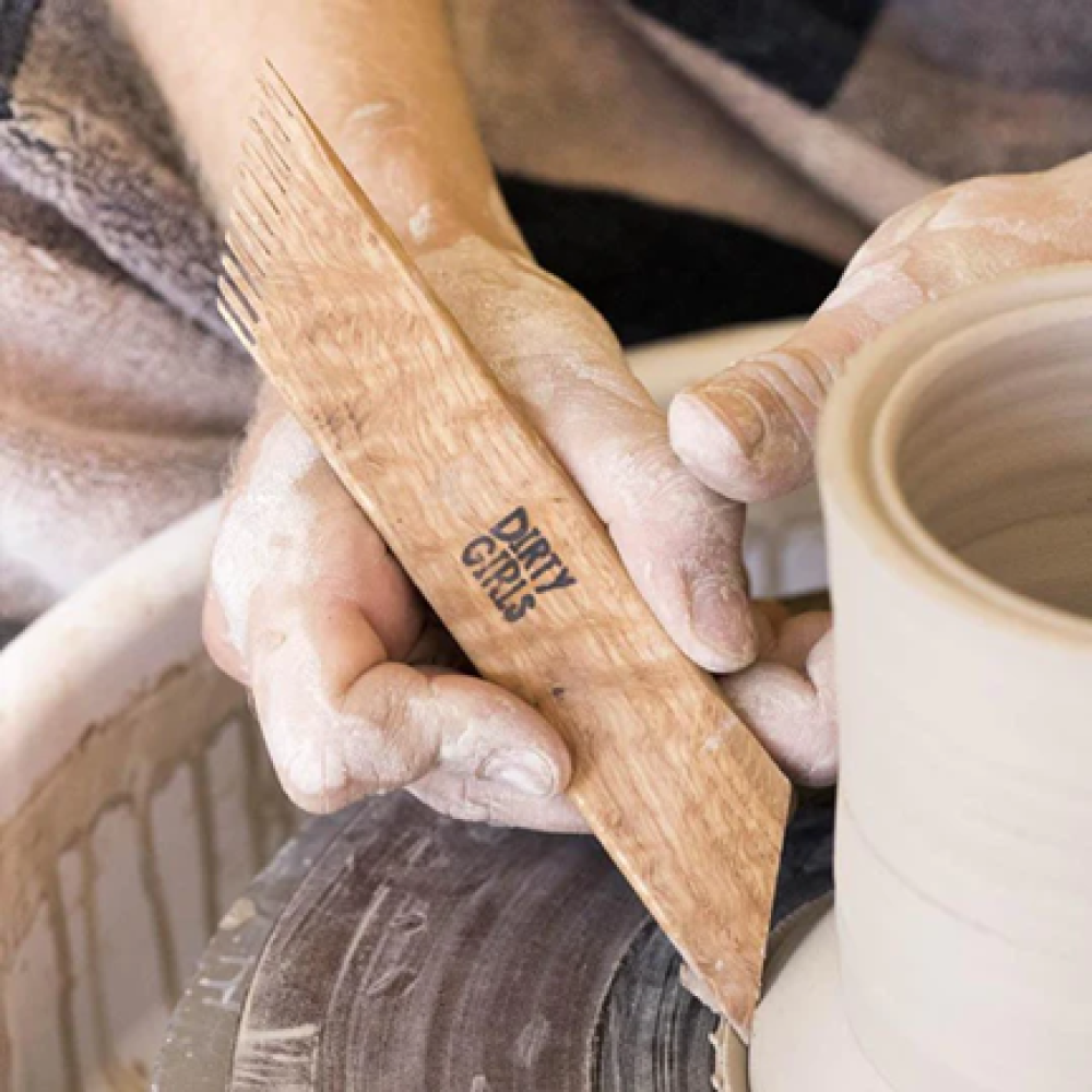 Angled 8-inch Comb Clay Tool by Dirty Girl Pottery Tools