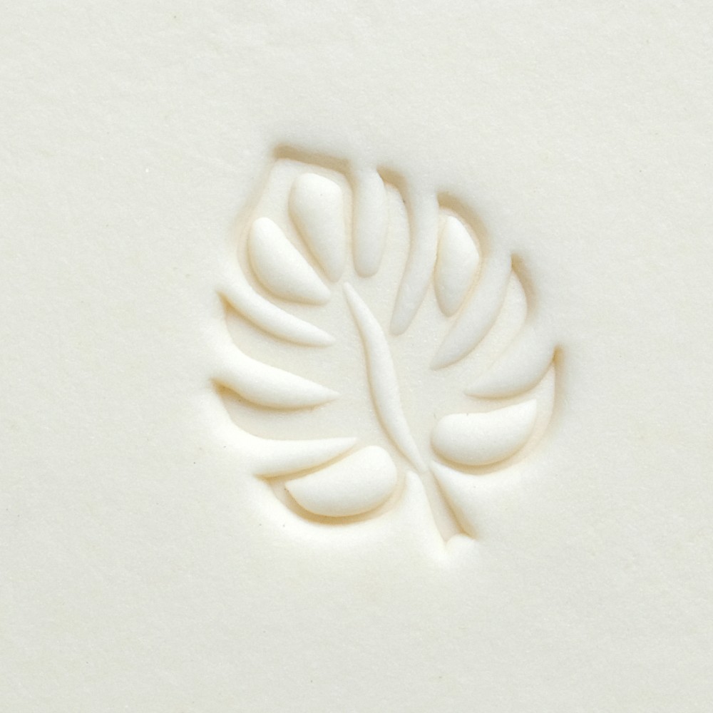 Monstera Leaf Medium Round Stamp by MKM Pottery Tools
